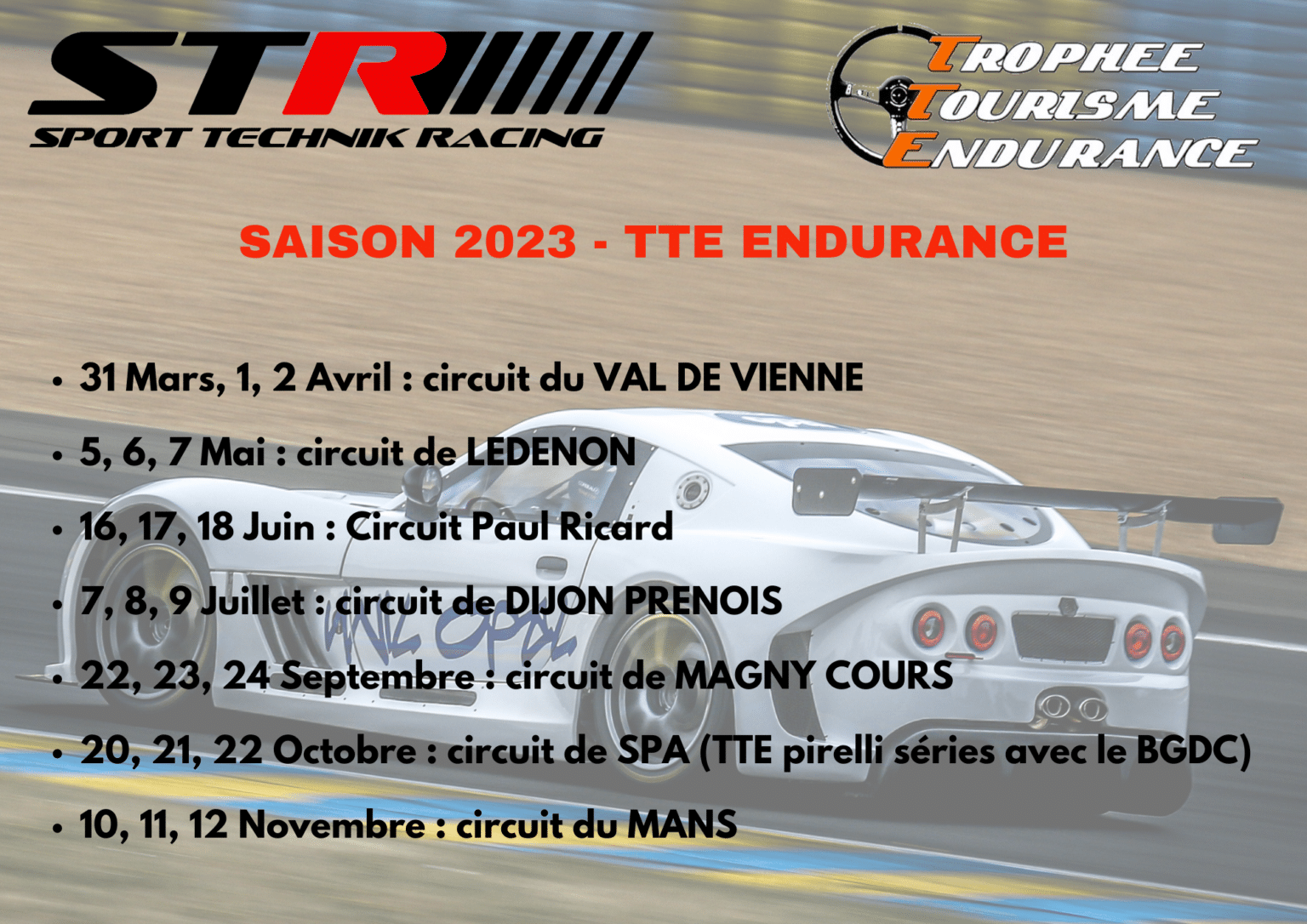 SAISON 2023 - TTE ENDURANCE - Location Voiture TrackDay